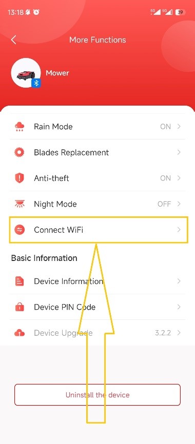 How to connect the mower to home Wi-Fi on RoboUP APP?